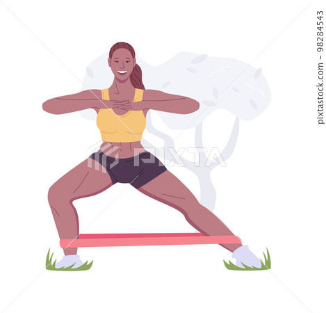 Resistance band workout isolated cartoon vector... - Stock Illustration ...