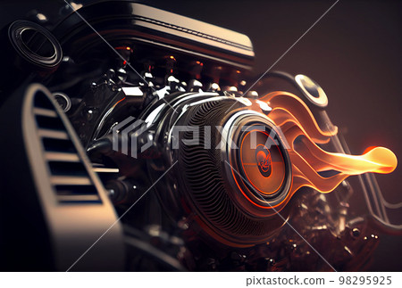 Futuristic Engine motor with neon glow - Stock Illustration [98295925 ...