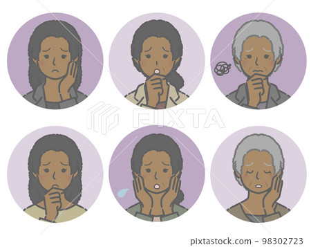 Troubled black woman circle icon set - Stock Illustration [98302723 ...