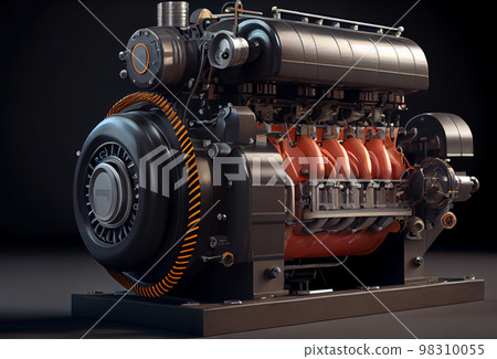 Futuristic Engine motor with neon glow - Stock Illustration [98310055 ...
