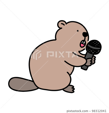 beaver speaking with a microphone - Stock Illustration [98312041] - PIXTA