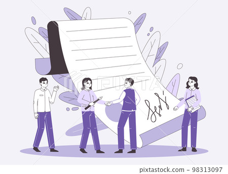Contract signing, business documents, online... - Stock Illustration ...
