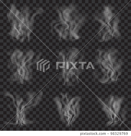 Set of translucent white smoke. Transparency... - Stock Illustration ...