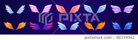 Game icons with wings of birds, angel, phoenix-插圖素材 [98339362] - PIXTA圖庫