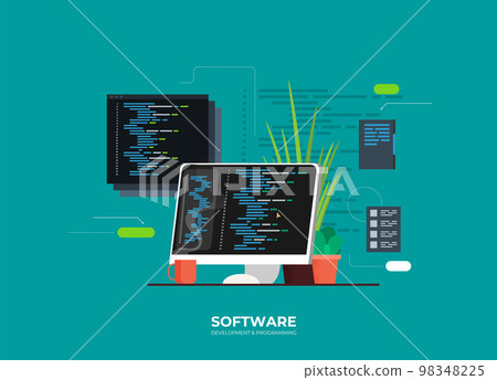 Software development and programming, program...-插圖素材 [98348225] - PIXTA圖庫