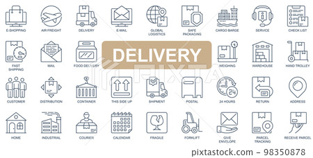 Delivery concept simple line icons set. Pack...-插圖素材 [98350878] - PIXTA圖庫