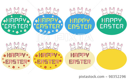HAPPY EASTER characters and a rabbit Easter... - Stock Illustration ...