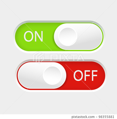 On and Off slider buttons. Red and green switch... - Stock Illustration ...