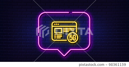 Neon light speech bubble. 5g internet line... - Stock Illustration [98361139] - PIXTA