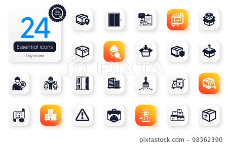 Set of Industrial flat icons. Get box, Open...-插圖素材 [98362390] - PIXTA圖庫