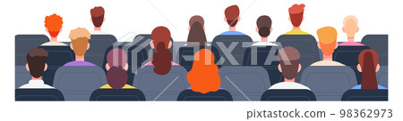 Audience back view. People sitting on chair rows - Stock Illustration ...