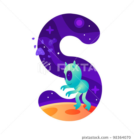 Space Letter S as Font and Alphabet Capital... - Stock Illustration ...