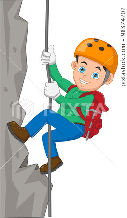 boy mountain climbing cartoon - Stock Illustration [98374202] - PIXTA