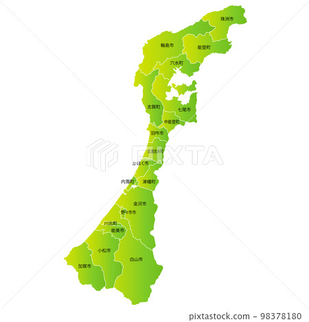 Ishikawa prefecture and municipalities map - Stock Illustration ...