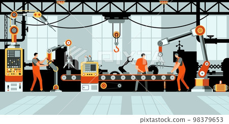 Factory Production Line Illustration