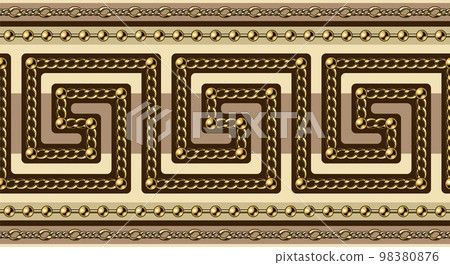 Ancient greek borders with gold chains, beads....-插圖素材 [98380876] - PIXTA圖庫