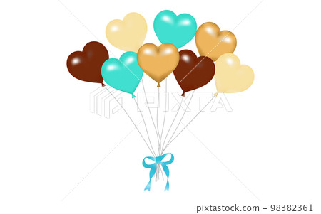 8 heart balloons light blue brown gold white - Stock Illustration ...