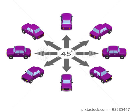 Rotation 3d car by 45 degrees. - Stock Illustration [98385447] - PIXTA