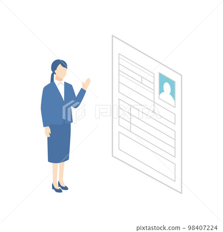 Resume, self-promotion woman during job hunting - Stock Illustration ...