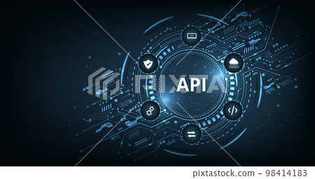Application Programming Interface (API) on blue... - Stock Illustration ...
