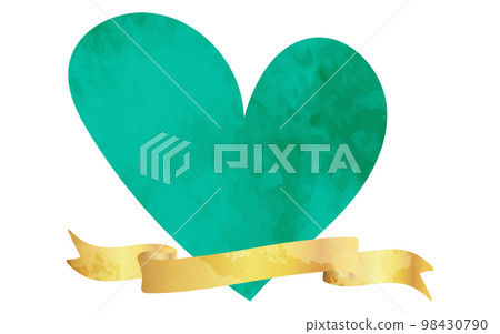 Watercolor style blue heart and ribbon - Stock Illustration [98430790 ...