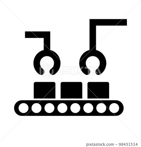 Belt conveyor work automation silhouette icon.... - Stock Illustration ...