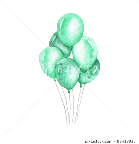 Watercolor painting of colorful balloons - Stock Illustration [98438935 ...