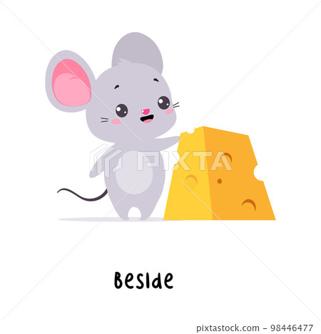 Little Mouse Standing Beside Cheese as English... - Stock Illustration ...