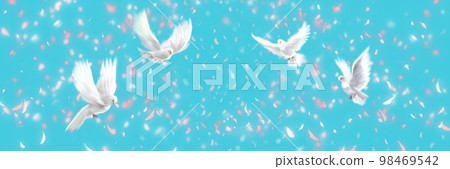 Spring is in full bloom, wide-size background... - Stock Illustration ...