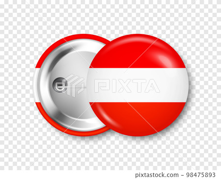 Realistic button badge with printed Austrian... - Stock Illustration ...