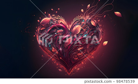 dark valentines day ornate fantasy heart...-插圖素材 [98478539] - PIXTA圖庫