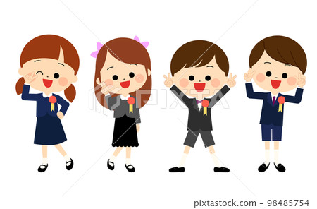 New first grade children posing with a smile - Stock Illustration ...