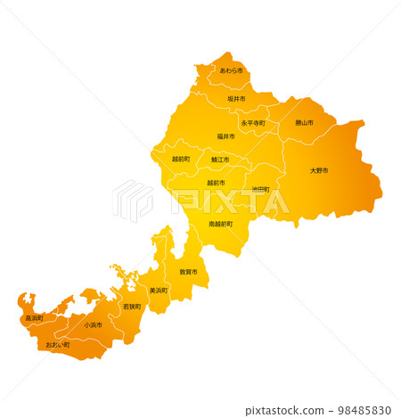 Fukui prefecture and municipality map - Stock Illustration [98485830 ...