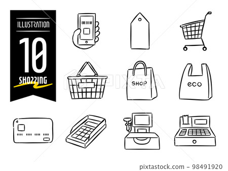 A set of 10 hand-drawn style pop icon... - Stock Illustration [98491920 ...