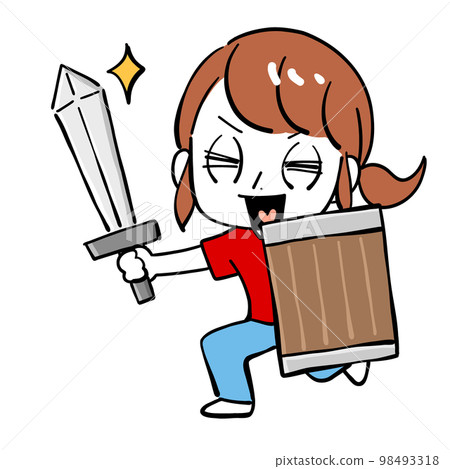 Woman sword smile - Stock Illustration [98493318] - PIXTA