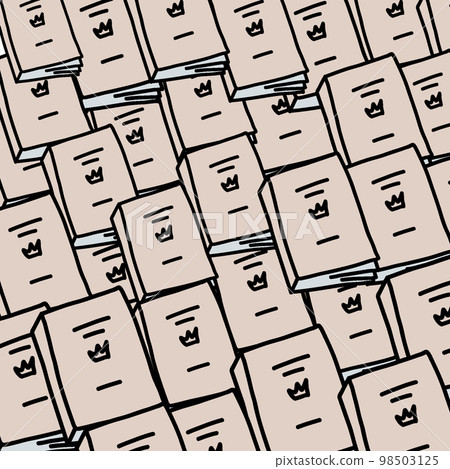 background, texture many hand drawn books, stories - Stock Illustration ...