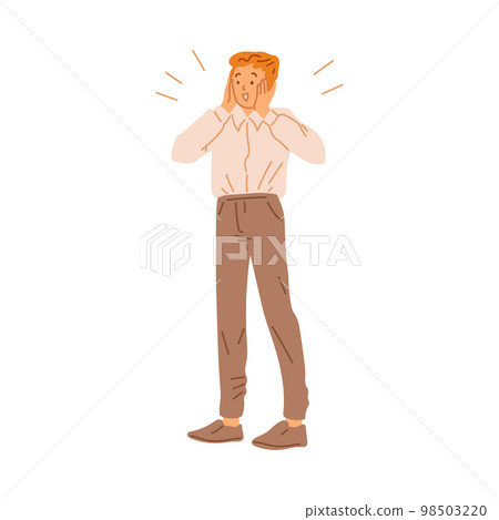 Excited man, emotion expression concept - flat... - Stock Illustration ...