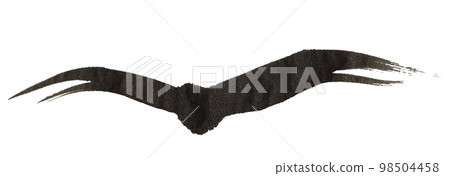 Birds written with a brush Stylish ink painting... - Stock Illustration ...