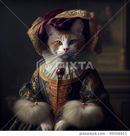 Lady cat. Elegant female model wearing in retro... - Stock Illustration ...