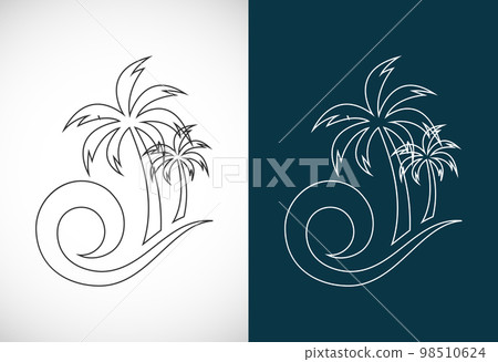 Simple modern Unique tropical beach line art... - Stock Illustration ...
