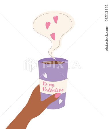 Be my Valentine, violet cup coffee with... - Stock Illustration ...