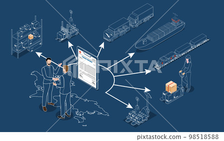 3D isometric Global logistics solutions concept... - Stock Illustration ...