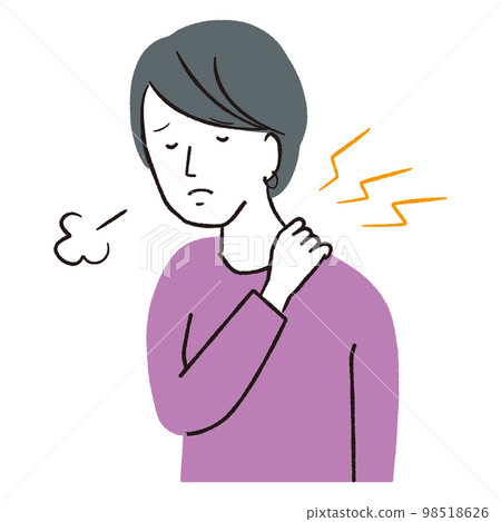 Stiff shoulder female line drawing upper body 40s - Stock Illustration ...