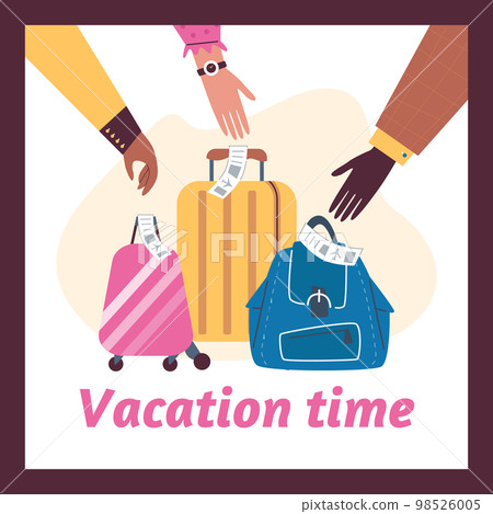 Vacation banner or poster design in square... - Stock Illustration ...