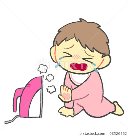 Baby crying after being burned by an iron - Stock Illustration ...