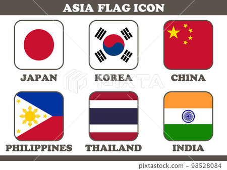 World flag icon ☆Asia☆ - Stock Illustration [98528084] - PIXTA