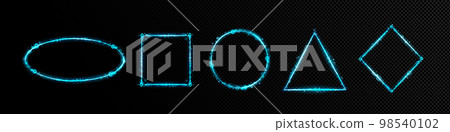 Set of luminous blue neon frames png - Stock Illustration [98540102 ...