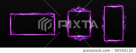 Set of purple rectangular lightning frames - Stock Illustration ...