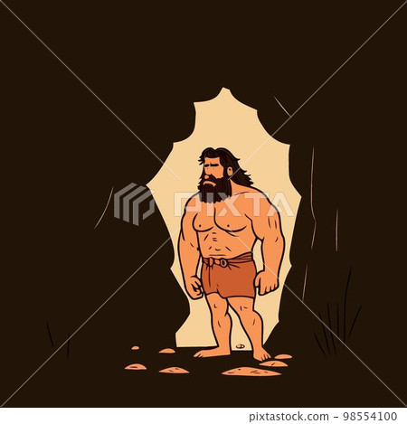 strong bearded primitive caveman-插圖素材 [98554100] - PIXTA圖庫