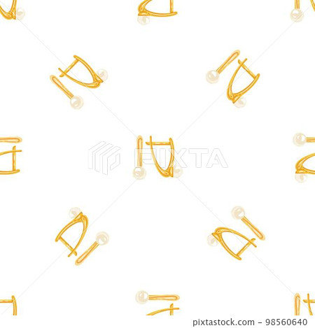 Gold pearl earrings pattern seamless background... - Stock Illustration ...